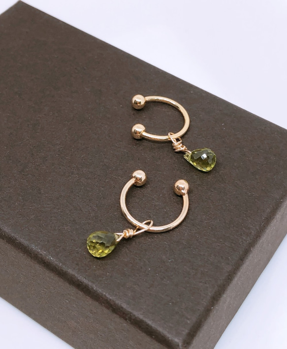 14kgf ペリドット ドロップ イヤーカフ 両耳分 イヤーカフ Angélique 通販 12601745｜Creema(クリーマ)