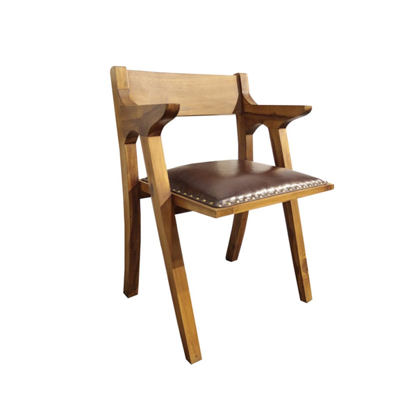 【ジディシティチーク家具】チーク型アームレストレザークッションダイニングチェアレジャーチェアバックチェアチェアRPCH016BS 椅子 ...