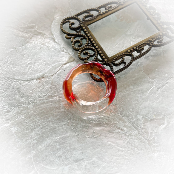 ガラスのぷっくらリング クリアオレンジ 指輪・リング KAIRAN 通販 12669335｜Creema(クリーマ)