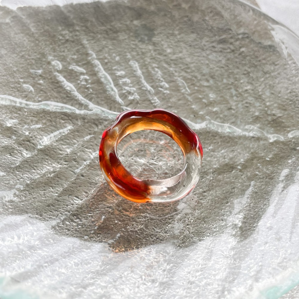 ガラスのぷっくらリング クリアオレンジ 指輪・リング KAIRAN 通販 12669335｜Creema(クリーマ)