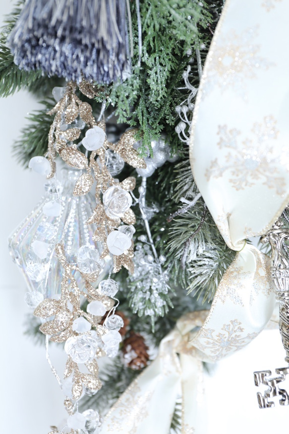 クリスマススワッグ シルバー＆ブルー アートフラワー S-colour 通販 3183643｜Creema(クリーマ)