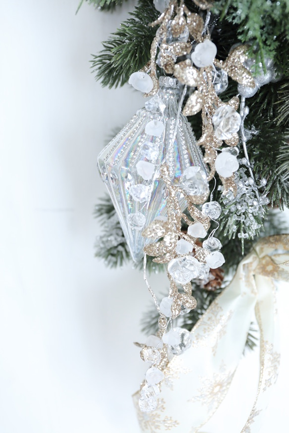 クリスマススワッグ シルバー＆ブルー アートフラワー S-colour 通販 3183643｜Creema(クリーマ)