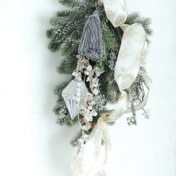 クリスマススワッグ シルバー＆ブルー アートフラワー S-colour 通販 3183643｜Creema(クリーマ)