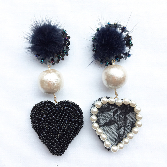 mono heart ピアス（スタッド・一粒） kami 通販｜Creema(クリーマ) 6272087