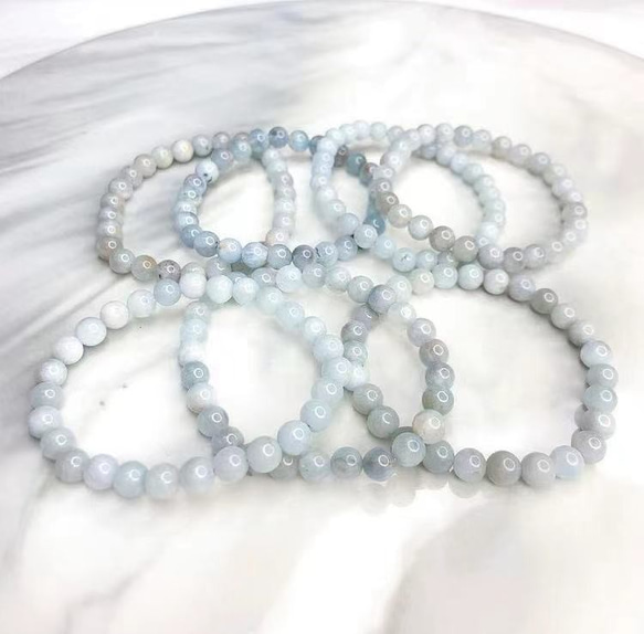 ブレスレット アクアマリン 約6mm ブラジル産 天然石 パワーストーン ブレスレット cometstone 通販｜Creema(クリーマ ...