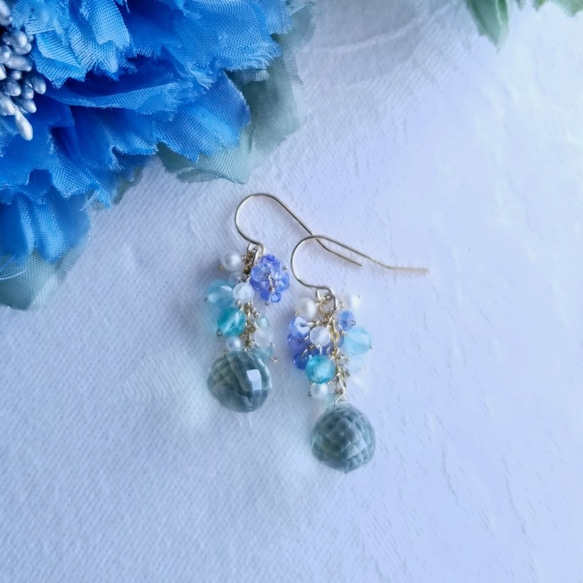 14kgf グリーンアメシスト・アパタイト他ビアス ピアス（フック・チェーン） Nerina 通販 12692322｜Creema(クリーマ)