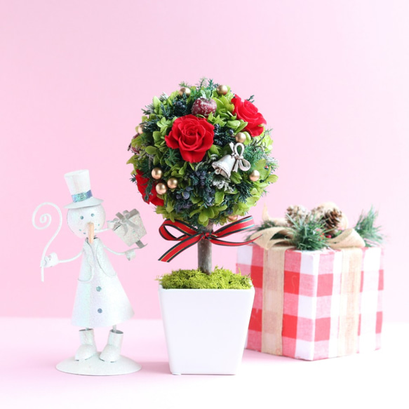 【ギフトラッピング・メッセージカード付き】プリザーブドフラワー アレンジメント 専門店 トピアリー 赤いバラ プリザーブドフラワー ...