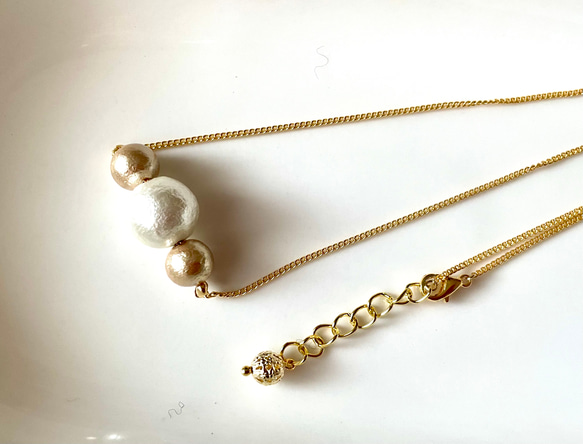 シンプルコットンパールネックレス(ベージュ) ネックレス・ペンダント hasunazu 通販｜Creema(クリーマ) 12696261