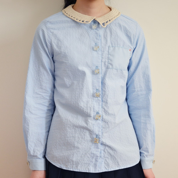 かぎ針編みの襟付きコットンシャツ シャツ Minus Sun 通販 1393074｜Creema(クリーマ)