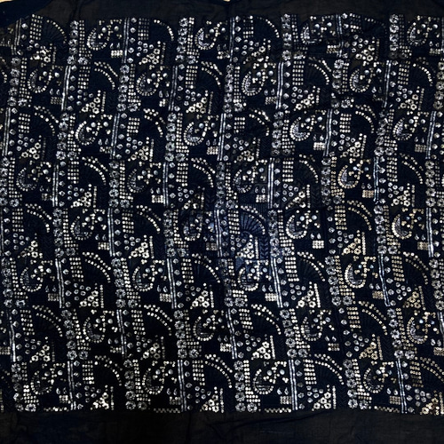 インド刺繍布 黒 金 ゴールド スパンコール 花 アジアン インド刺繍布 黒 金 ゴールド スパンコール 花 アジアン