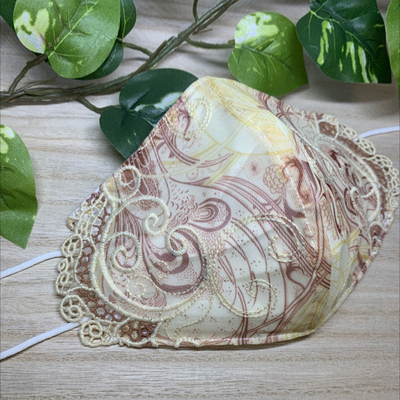 完売です♡不織布マスクカバー チュールレース キャメル プリント 肌に優しい♡お洒落マスク マスクカバー あまりりす☆ 通販 12636966 ...