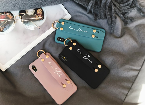 【名前入れスマホケース 】iphone全機種対応9カラー 送料無料 ベルト、スタンド機能付き スマホケース iPhoneケース・カバー ...