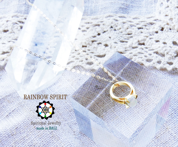 純金加工 オパールのネックレス/10月誕生石༺バリ島の僧侶の祈祷＆浄化•♡•ベビーリング༻出産祝い/誕生日プレゼント ネックレス・ペンダント ...