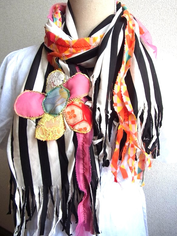 KT-043 ポッピングフラワーボーダー ストール kaorin 通販 625113｜Creema(クリーマ)