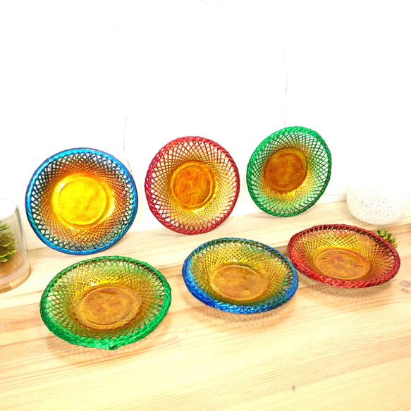 カラー リメイク 高級 久留米 藍胎漆器 茶托 コースター ⑥レッド・ゴールド／ブルー・ゴールド その他インテリア雑貨 Re : craft ...