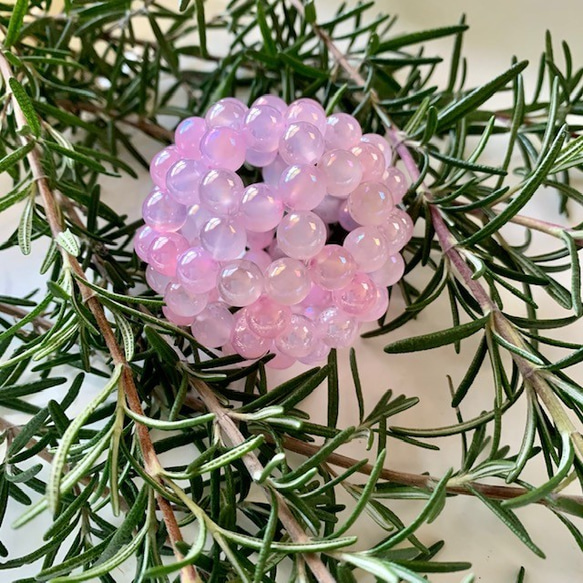 資料付き☆神聖幾何学 フラーレン フラッシュピンクカラー カルセドニー 8mm グレートセントラルサンエネルギー その他アクセサリー ...