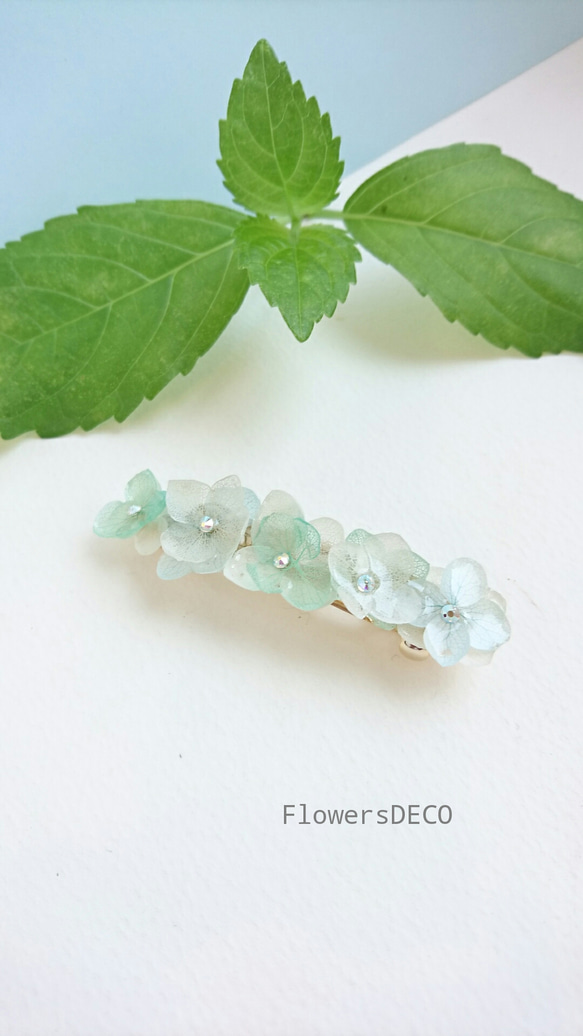 紫陽花ばたけ翡翠の空【バレッタM】 バレッタ FlowersDECO 通販｜Creema(クリーマ) 4014597