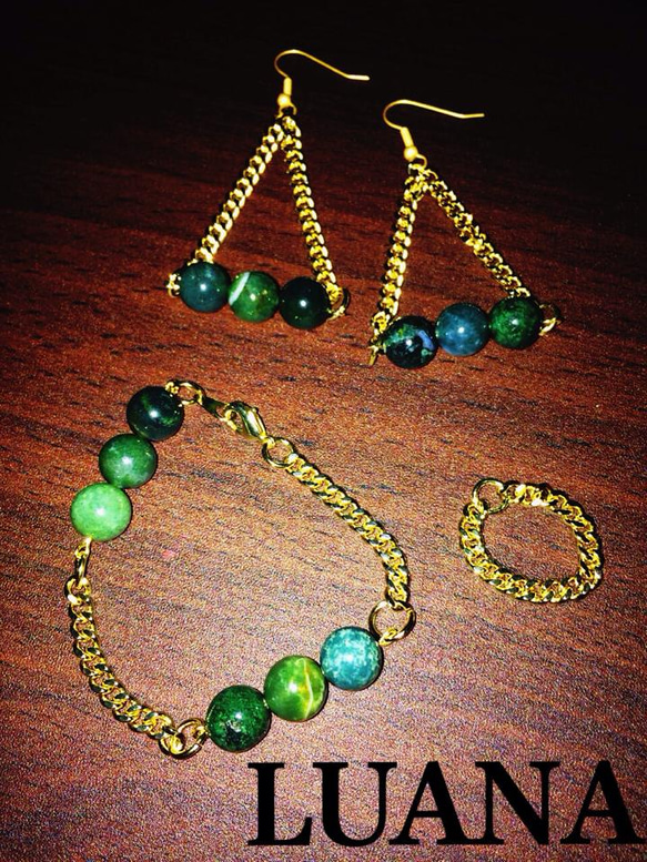 Dark green chain brecelet ブレスレット luana 通販 313789｜Creema(クリーマ)