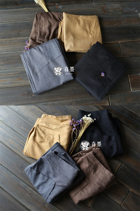 ☆丈カット無料☆綿麻のワイドパンツ ゆとりパンツ ー1645 キュロット・ワイドパンツ 喜墨綿麻 通販 12114007｜Creema(クリーマ)