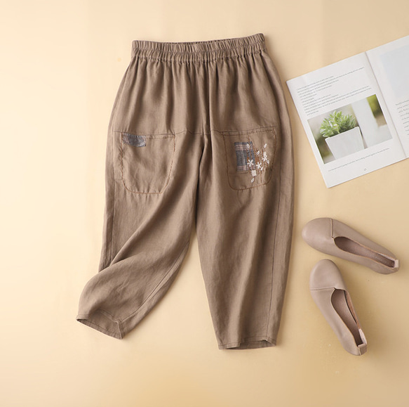 《人気》綿麻クロップドパンツ スプライシング レトロ ブルマ 春と夏 刺繍 ブラウス yjstrong 通販｜Creema(クリーマ)