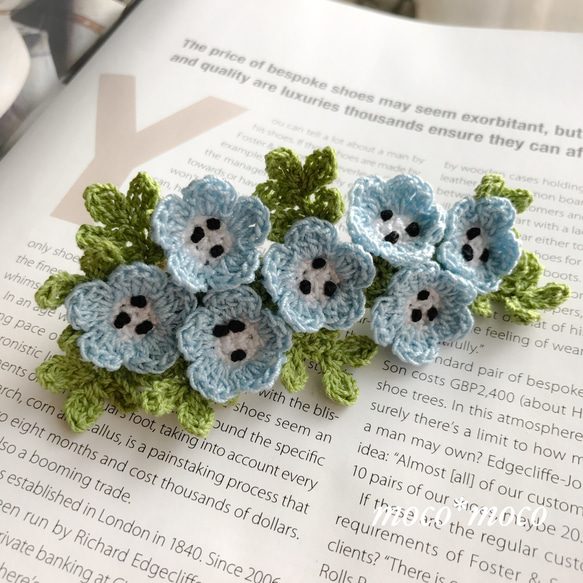 ＊受注製作＊ネモフィラのバレッタ（水色） バレッタ moco 通販 3691292｜Creema(クリーマ)