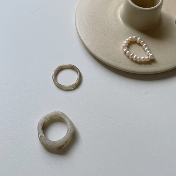 acryl&pearl ring set 指輪・リング chouchoufil 通販 11872381｜Creema(クリーマ)