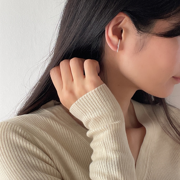 simple bar earrings(silver925) イヤリング・ノンホールピアス chouchoufil 通販｜Creema(クリーマ)
