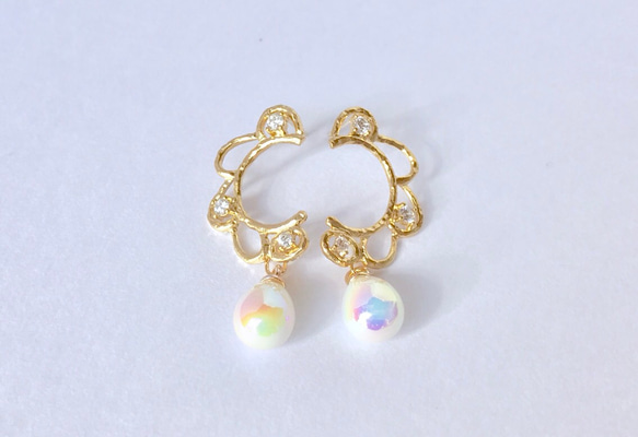 16kgp/2wayフリルピアス【ペルソナ】 ピアス（スタッド・一粒） Une｜crystalscape 通販 3685986｜Creema ...