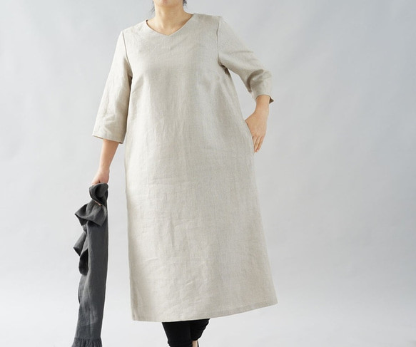 wafu リネンワンピース wafu ブラック リネン カシュクールワンピース 七分袖 wafu. / soco 作品一覧 | iichi 日々の
