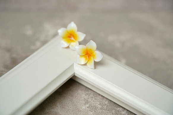 フランジパニ - 手作り樹脂イヤリング ジュエリー ギフト ピアス（スタッド・一粒） Maius Handicrafts 通販 ...