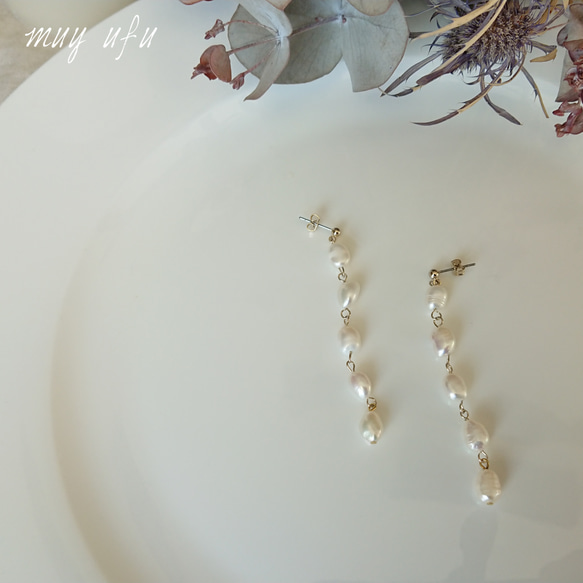 淡水パール5連ピアス イヤリング ピアス（スタッド・一粒） muy_ufu 通販 12650593｜Creema(クリーマ)