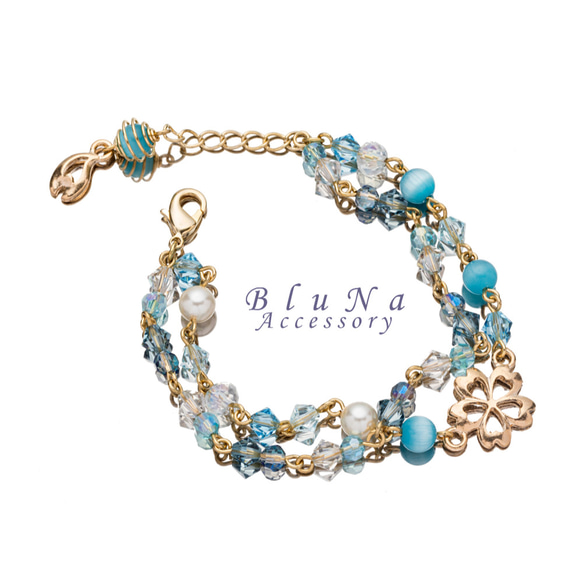 桜花ブレスレット-ブルー- ブレスレット BluNa 紫月あおい 通販 1764082｜Creema(クリーマ)