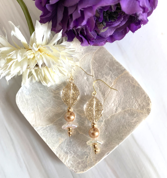 アールデコ風アンティーク調ビーズのピアス ピアス（フック・チェーン） ベロニカ工房 大人かわいいゴールドアクセ 通販 12657338 ...