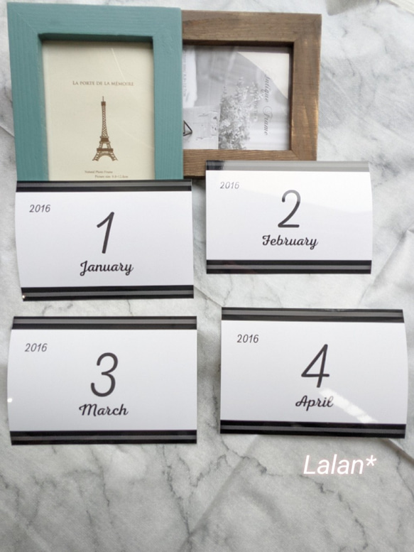 【ボーダー】アルバム整理 月齢カード 写真整理 マンスリーカード 命名書 ベビー ハガキサイズ L判 雑貨・その他 Lalan* 通販 ...