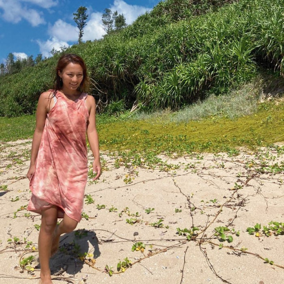 草木染め巻きバスタオル（Mサイズ）インド茜絞り染め その他ファッション 奄美大島発信 mozk 通販 12699178｜Creema(クリーマ)