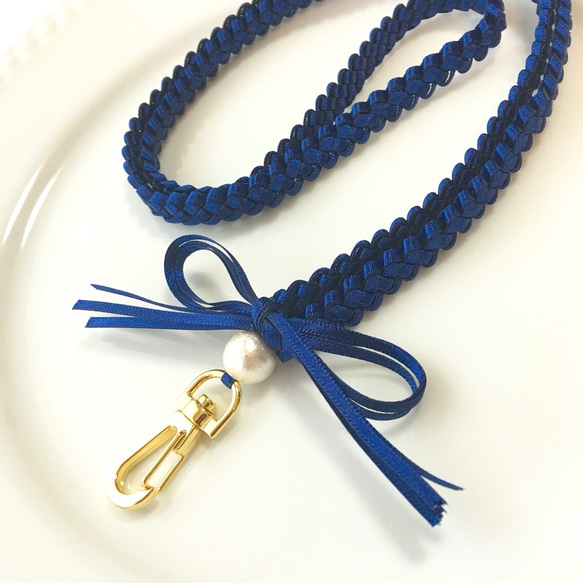 再販×20♡リボンレイのネックストラップ（ネイビー） ネックストラップ Le miel （ル ミエル） 通販 3682979｜Creema(クリーマ)
