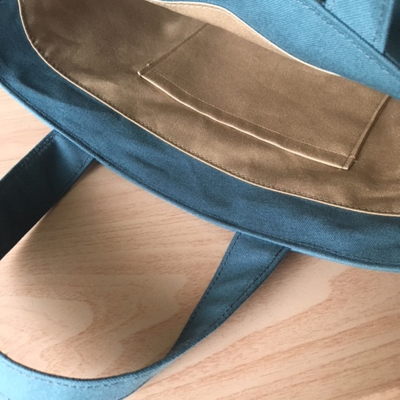 帆布のミニトート（ターコイズ×グレー） トートバッグ IAM 通販 9015280｜Creema(クリーマ)