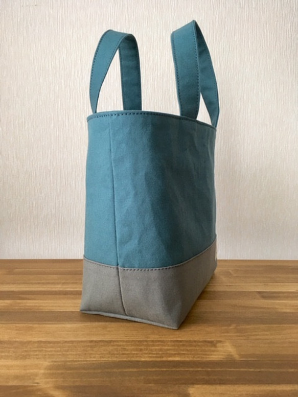 帆布のミニトート（ターコイズ×グレー） トートバッグ IAM 通販 9015280｜Creema(クリーマ)