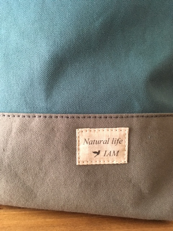 帆布のミニトート（ターコイズ×グレー） トートバッグ IAM 通販 9015280｜Creema(クリーマ)