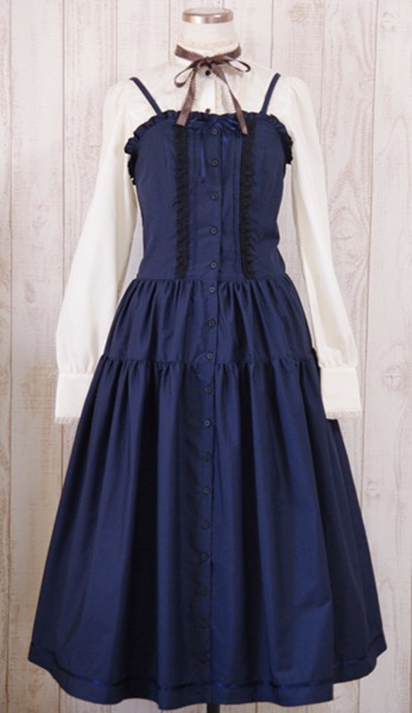 キャミソールワンピース（ロング）濃紺 ワンピース Angel_Fish 通販 1853623｜Creema(クリーマ)