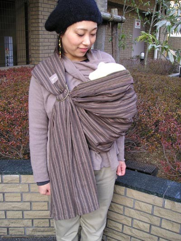 抱っこ紐 新生児 ベビースリング しじら織りスリング（カーキブラウン系） スリング・抱っこひも wemie 通販 1503724｜Creema ...