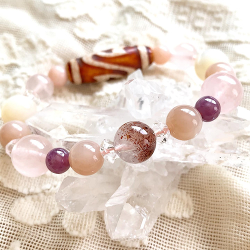 水蓮花天珠入り組み合わせブレス ブレスレット SAKURA STONE 水蓮花天珠入り組み合わせブレス ブレスレット SAKURA STONE