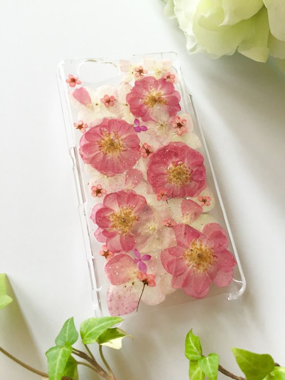 ピンクローズとあじさいのスマホケース iPhoneケース・カバー pikku kukka 通販 1448573｜Creema(クリーマ)