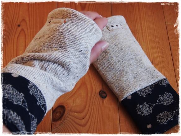 ネイビー はりねずみ）ジャガードニット ハンドウォーマー ＊ 手袋・ミトン kekko 通販 10639342｜Creema(クリーマ)