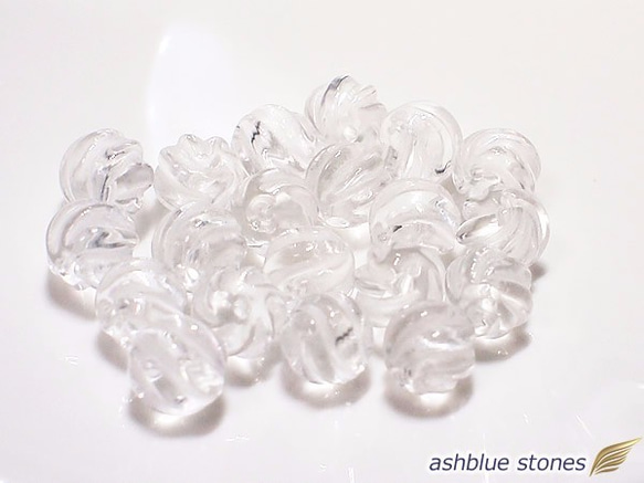 8ミリ 25個 Sラインカービング水晶両穴 天然石 ashblue 通販｜Creema(クリーマ)