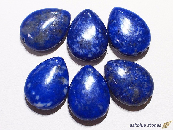 ラピスラズリ ペアシェイプ縦穴 約15×12mm 6個 天然石 ashblue 通販 3454560｜Creema(クリーマ)