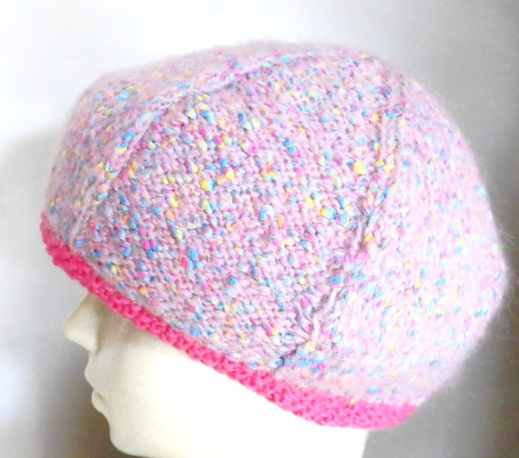 トークハット：ピンク＋カラーチップ ハット Knitting GEM 通販 1669663｜Creema(クリーマ)