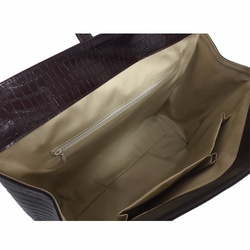 オール牛革 本革バッグ トートバッグ ハンドバッグ ヒネリ金具付き 軽量 リアルレザー クロコ型 ダークブラウン トートバッグ 【日本製 ...