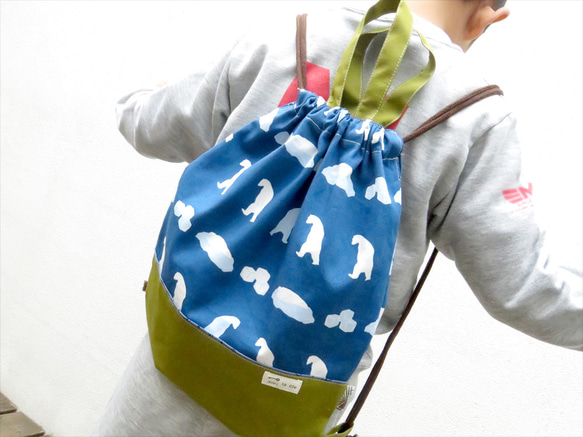 きんちゃくリュック しろくま×うぐいすいろ その他入園グッズ na-page 通販 3644386｜Creema(クリーマ)