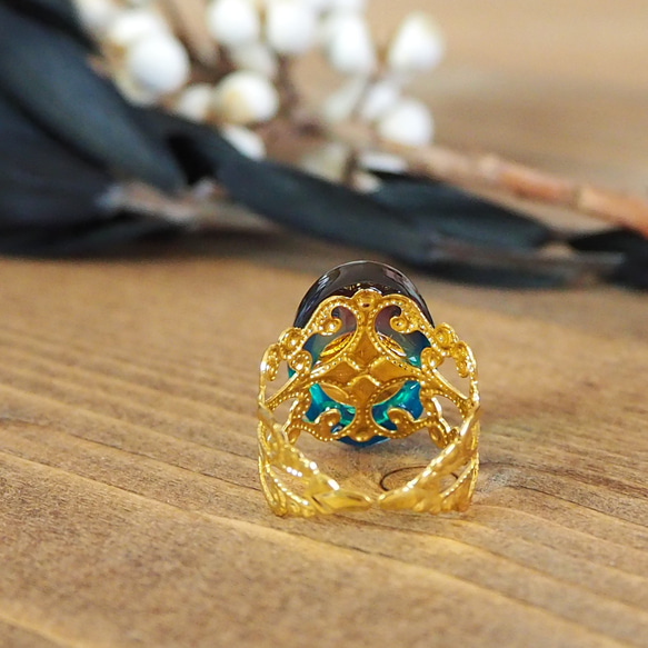 ブドウのような 宝石レジン 秋の実り色 リング/指輪 フリーサイズ 選べる3色の台座 軽い 痛くない お揃い 指輪・リング こひまり 通販 ...